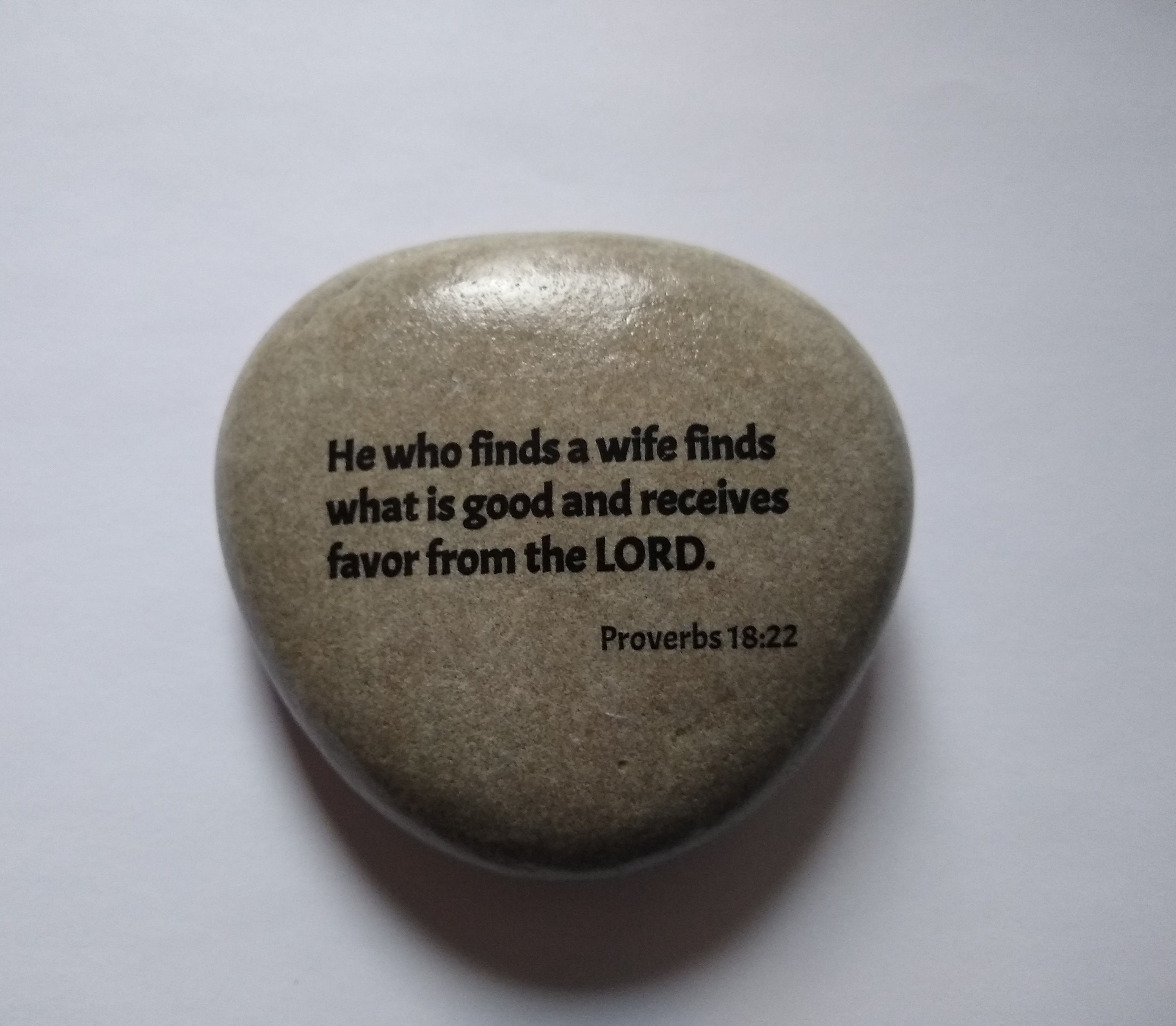 Scripture Wife River Rock Stone Proverbs 18:22 Love and Marriage Unique ...
