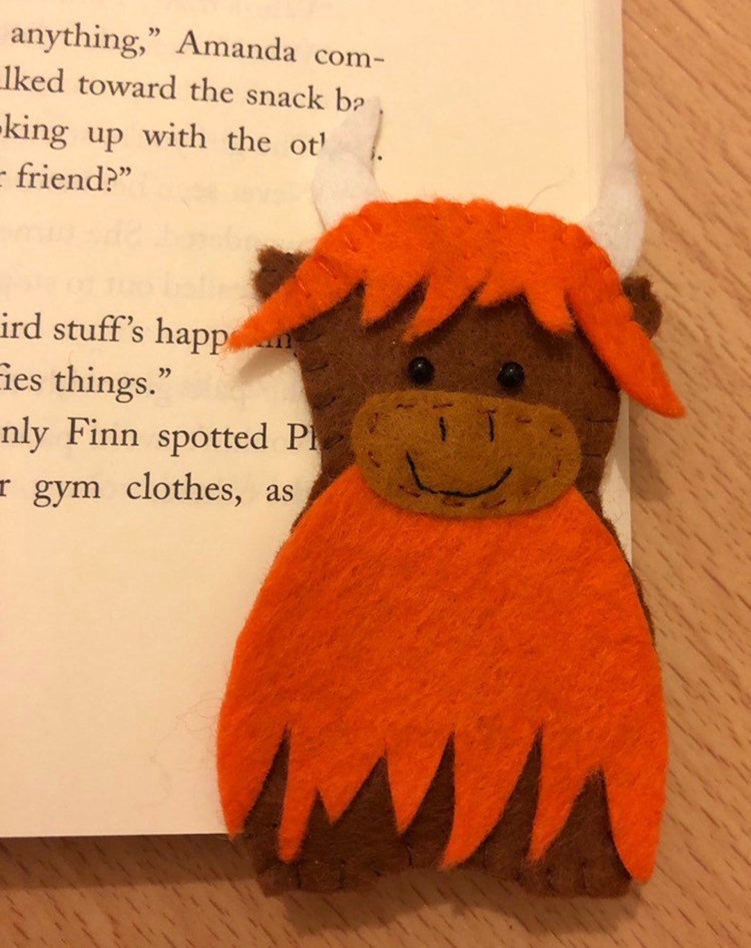 Hamish the Highland Cow Felt Corner Bookmark Bookworm Book - Etsy UK