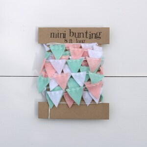 Pastel Mini Bunting Felt Garland in Baby Pink, Mint Green, White - 8 Ft ...