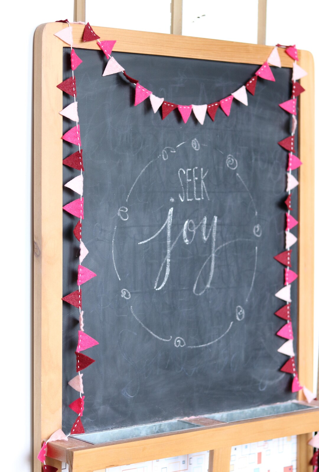 Pink and Maroon Mini Bunting Felt Garland 8 Ft Long Perfect for Baby ...