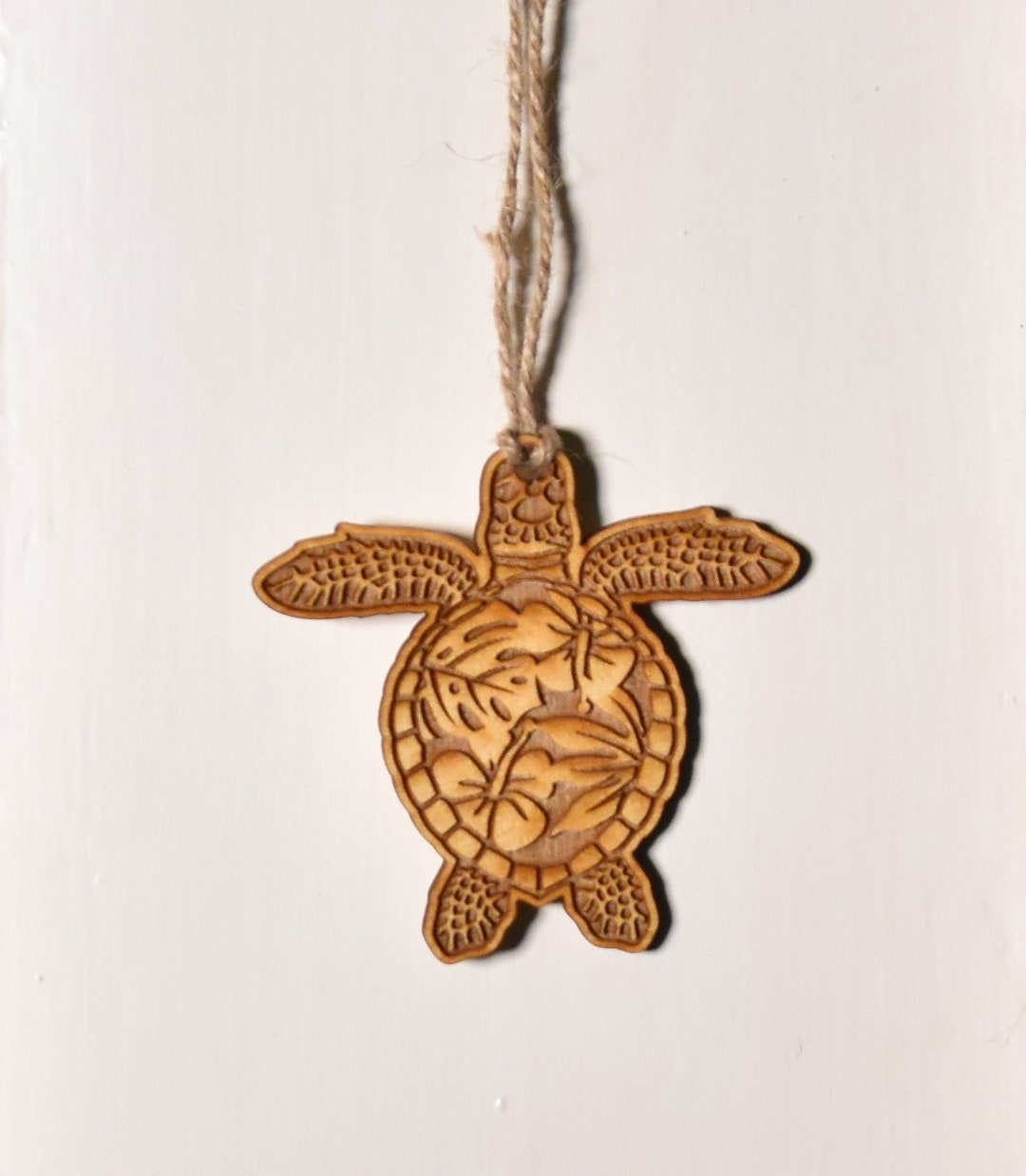 Sea Turtle Christmas Ornament Family Wood Ornament Rustic Natural Wood ...