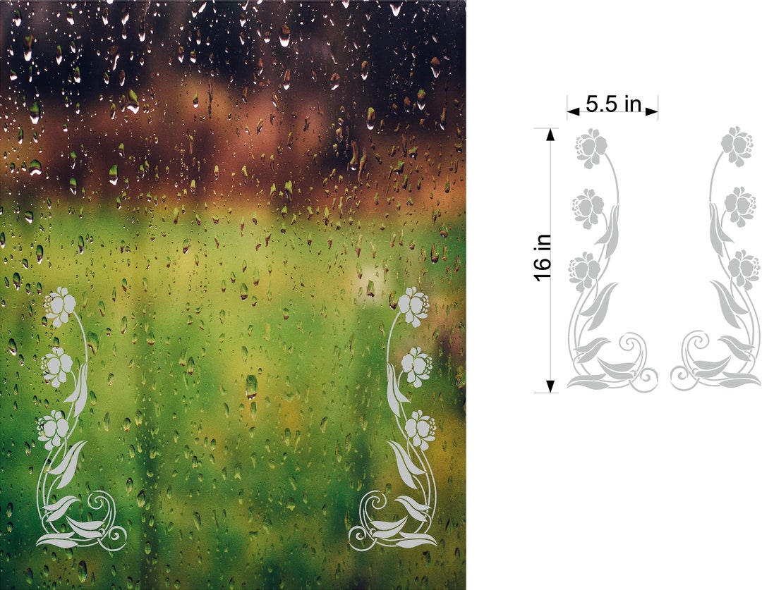 Flower Motif Etched Glass Decal Sliding Privacy Film for Doors Windows ...