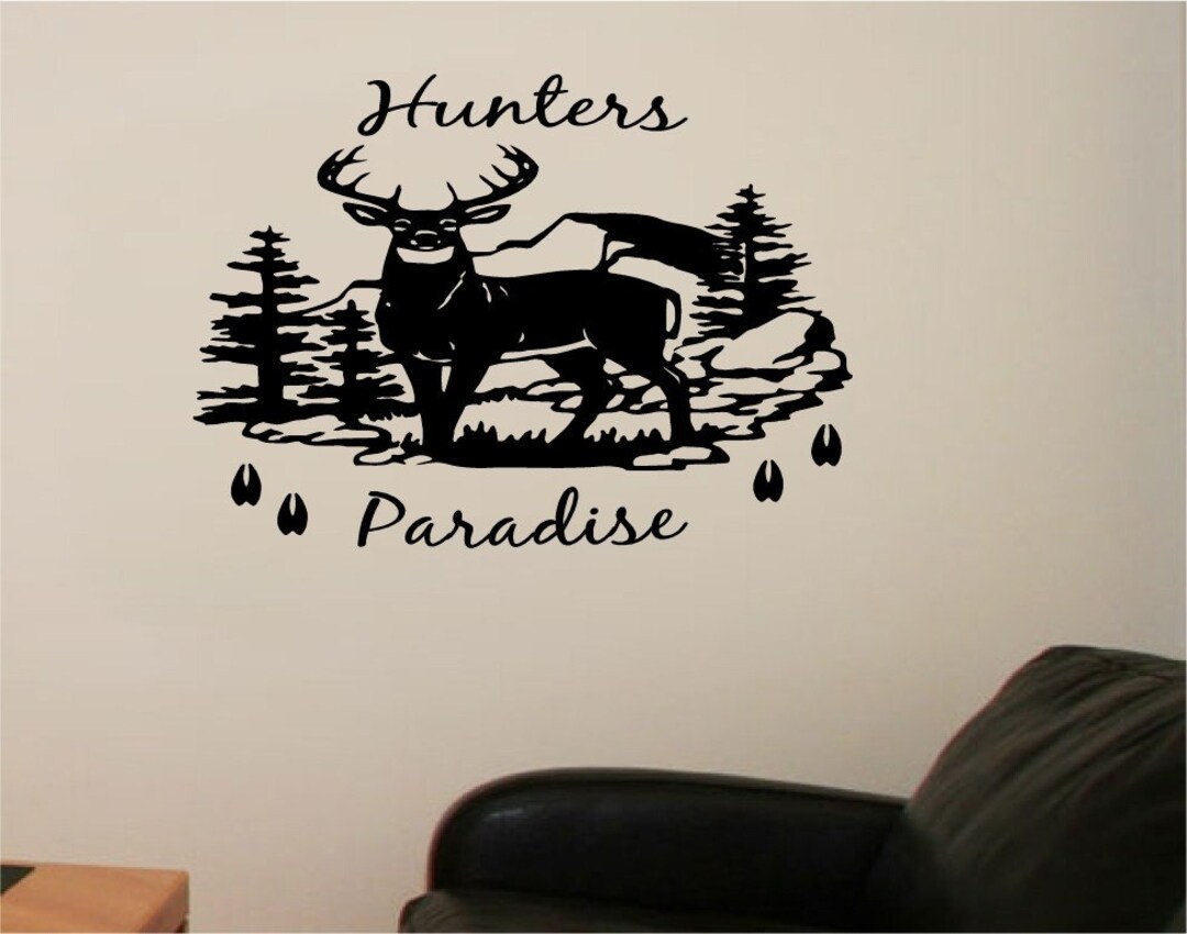 Deer Wall Decal Buck Rock Animal Rustic Cabin Lodge Mountains Hunting ...