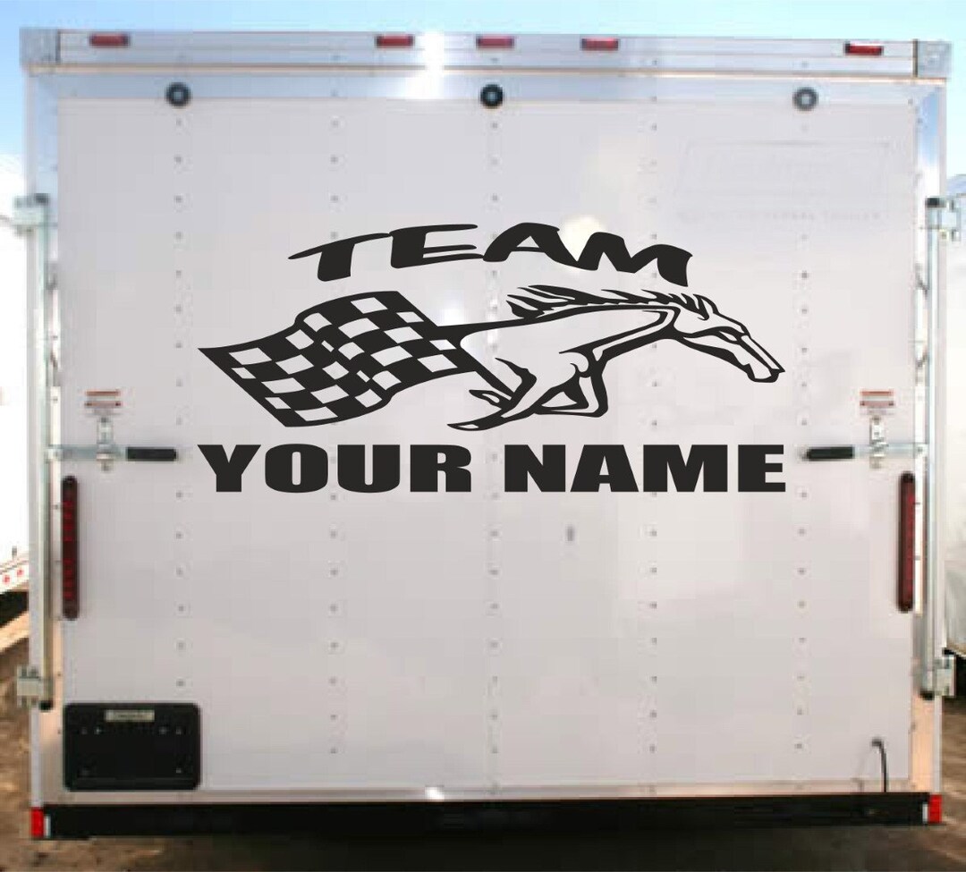 Mustang Racing Trailer Decals: Custom Text Vinyl Stickers - Etsy