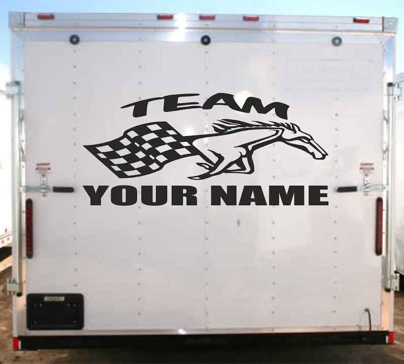 Mustang Racing Trailer Decals: Custom Text Vinyl Stickers - Etsy