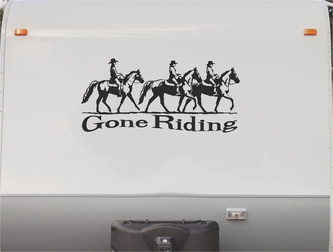 Equestrian Horse Horseback Riding Trailer Camping RV Camper Vinyl Decal ...