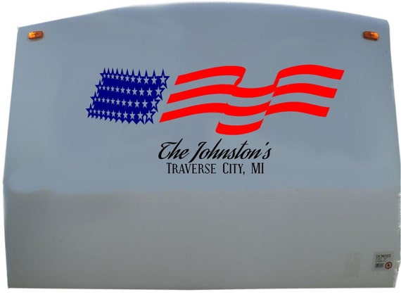 US American Flag RV Camper Decal Sticker Graphic Custom Text - Etsy