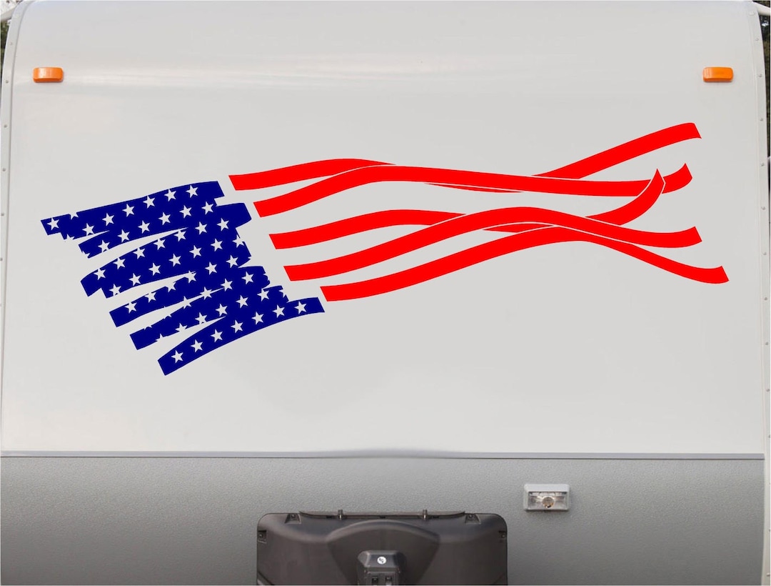 USA Flag Camper Decals - Motorhome Stripe Kit - RV Stickers - Trailer ...