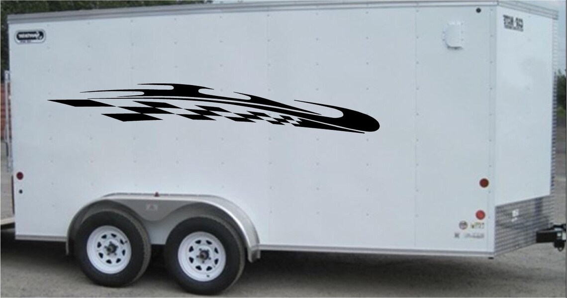 Checkered Flag Racing Trailer Decal Set - 5 Ft Vinyl Graphic - Etsy