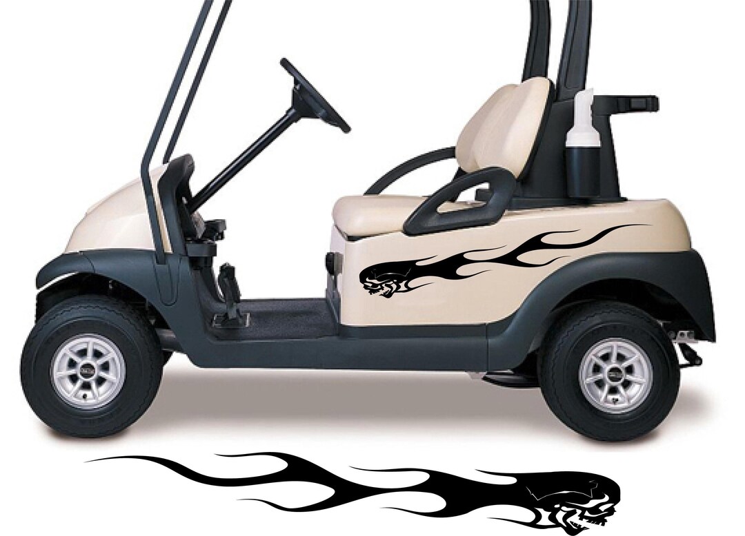 Skull Flames Golf Cart Decals: High Gloss Vinyl Side-by-side Stickers ...