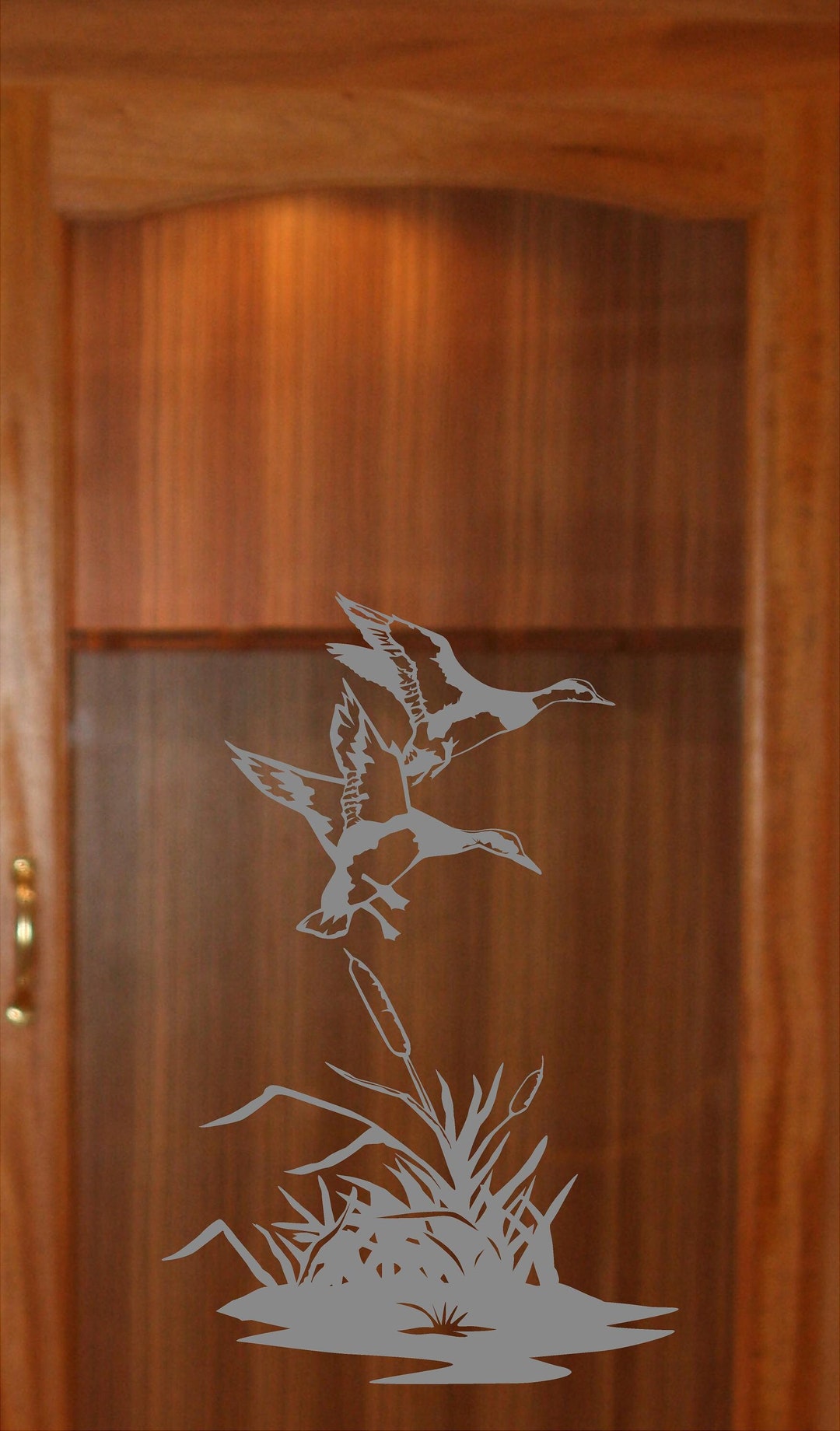 Ducks Cattails Etched Glass Vinyl Decal Cabinet Window Front Door Glass ...