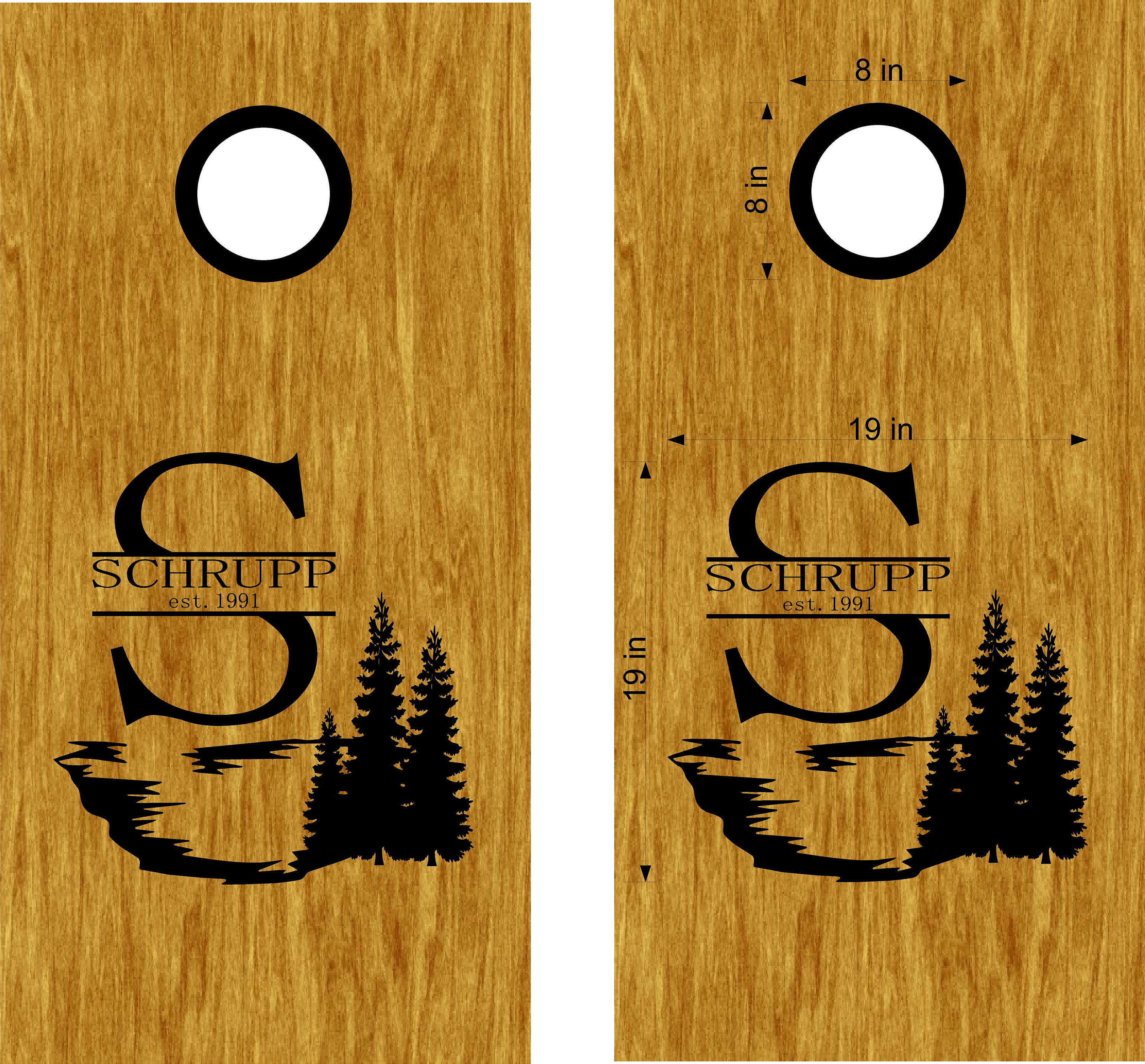 Cornhole Board Decals Monogram Lake Trees Bean Bag Toss | Etsy