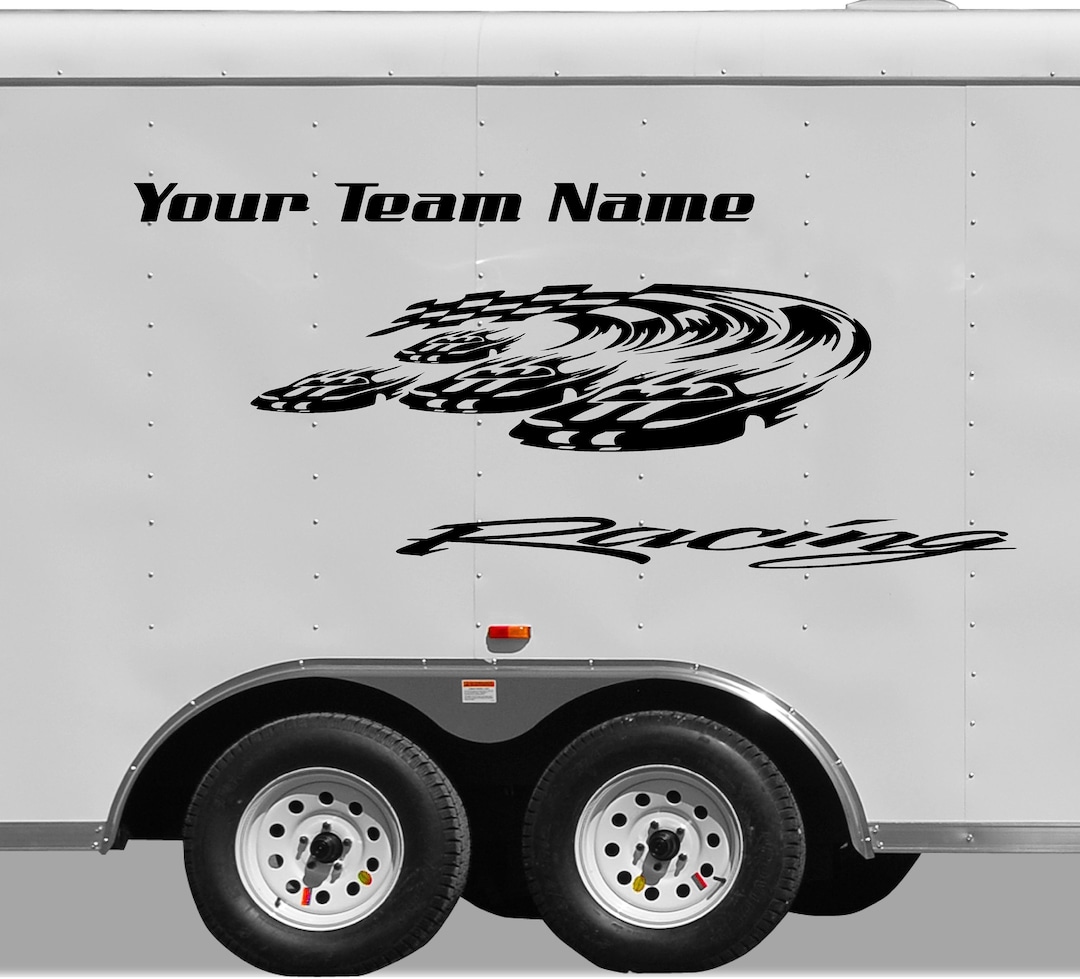 Racing Cars Flag Decals for Toy Hauler Trailer Custom Vinyl Stickers ...