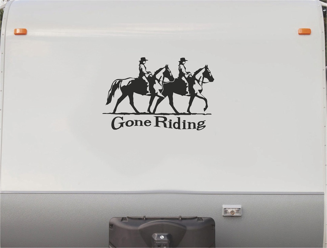 Equestrian Horse Horseback Riding Trailer Camping RV Camper Vinyl Decal ...