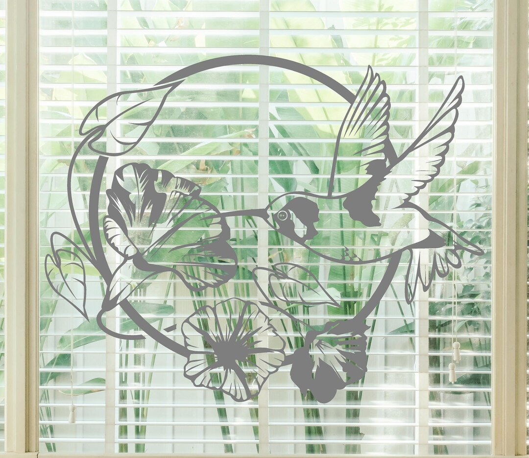 Hummingbird Flower Privacy Film 11.5x14.5 Frosted Glass Window Decal ...