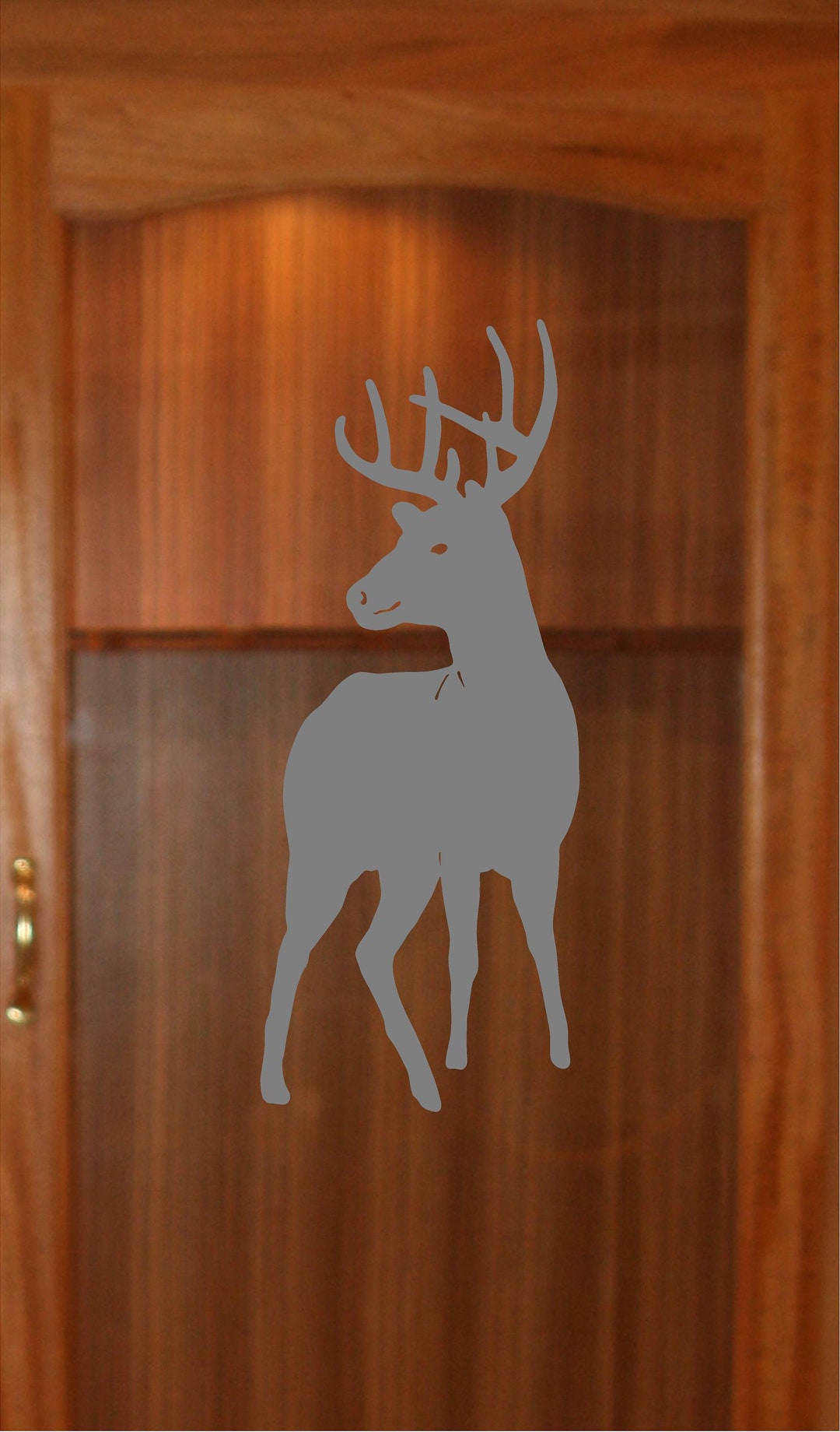 Deer Buck Hunting Etched Glass Decal Cabinet Window Film Front Door ...