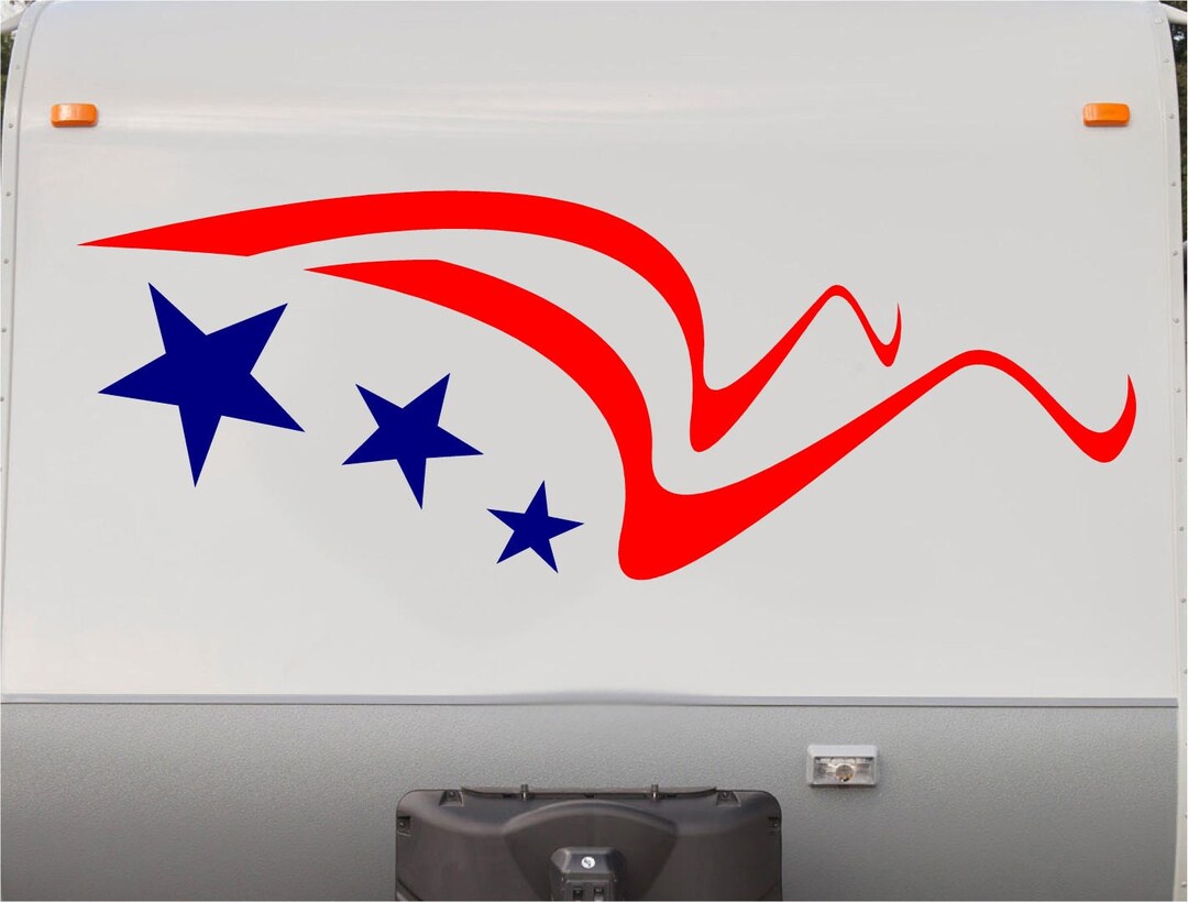 USA Flag Camper Decals - Motorhome Stripe Kit - RV Stickers - Trailer ...