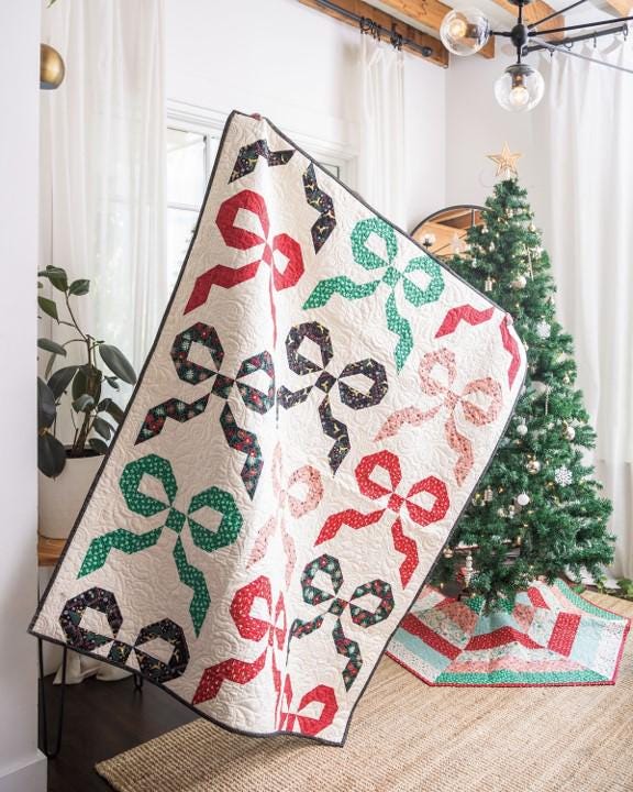 Festive Bows Quilt Pattern – Throw Size, Holiday Quilt (digital ...