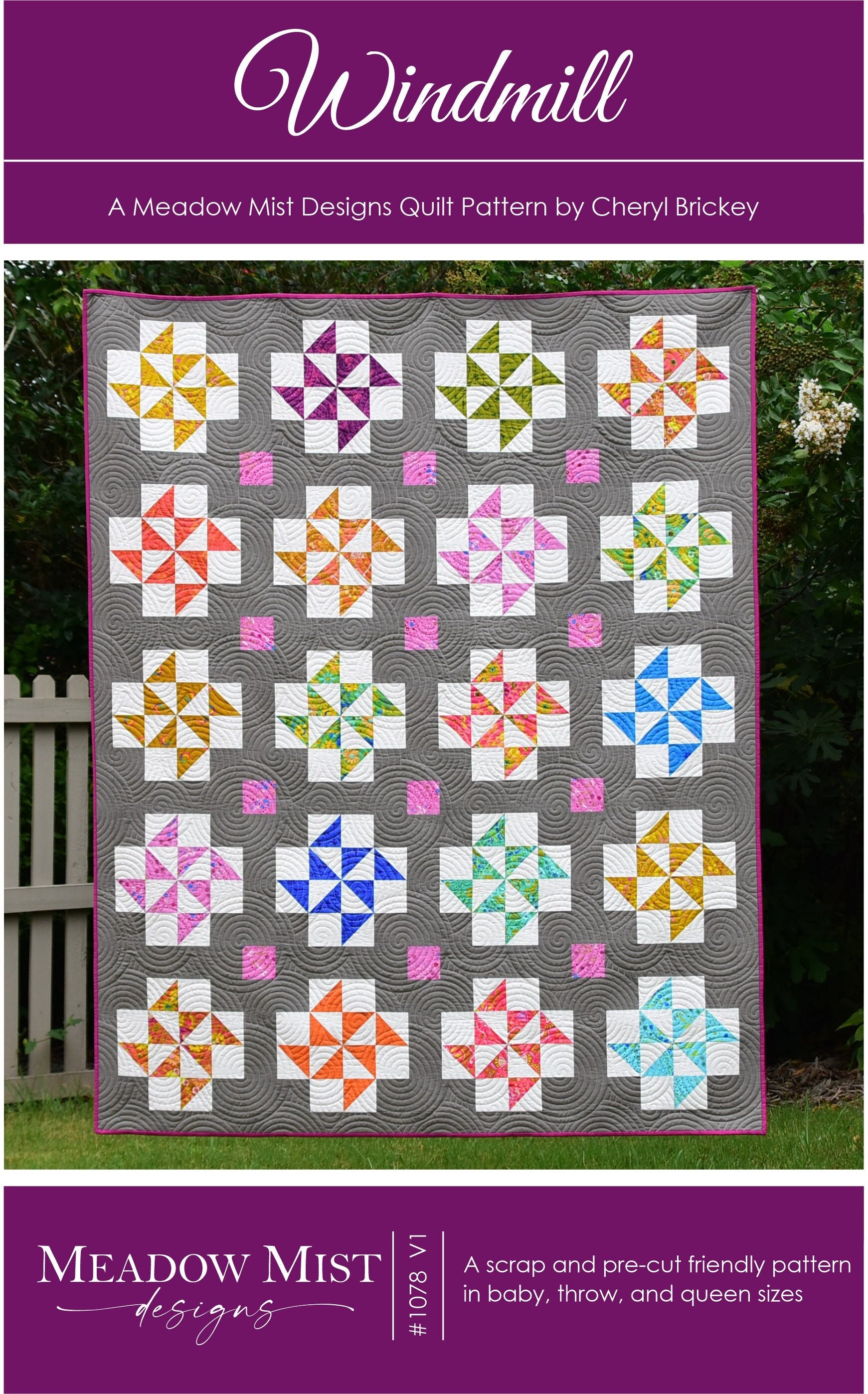 Windmill Quilt Pattern Digital Pdf Pre-cut Friendly, Layer Cake, Fat ...