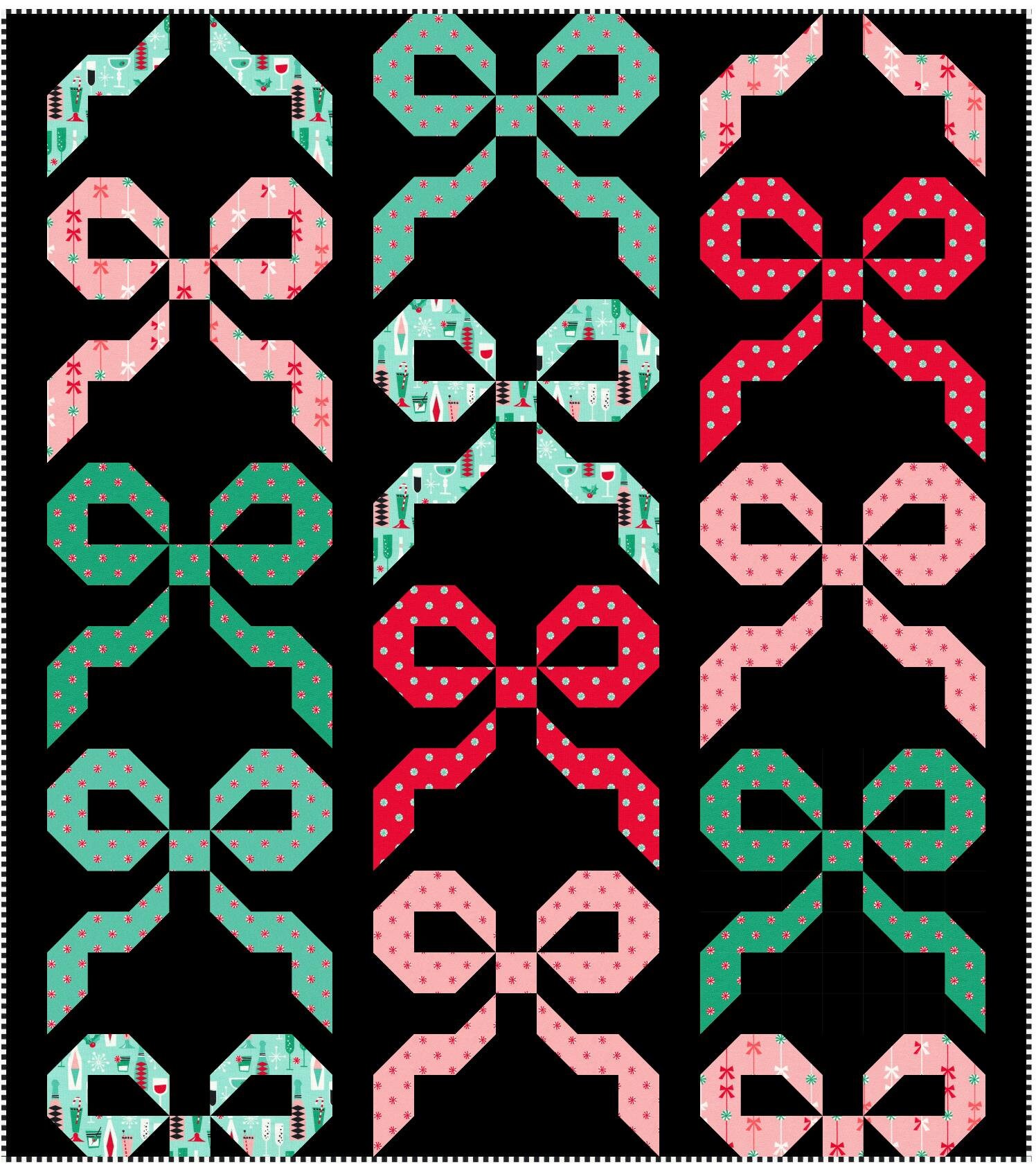 Festive Bows Quilt Pattern – Throw Size, Holiday Quilt (digital ...