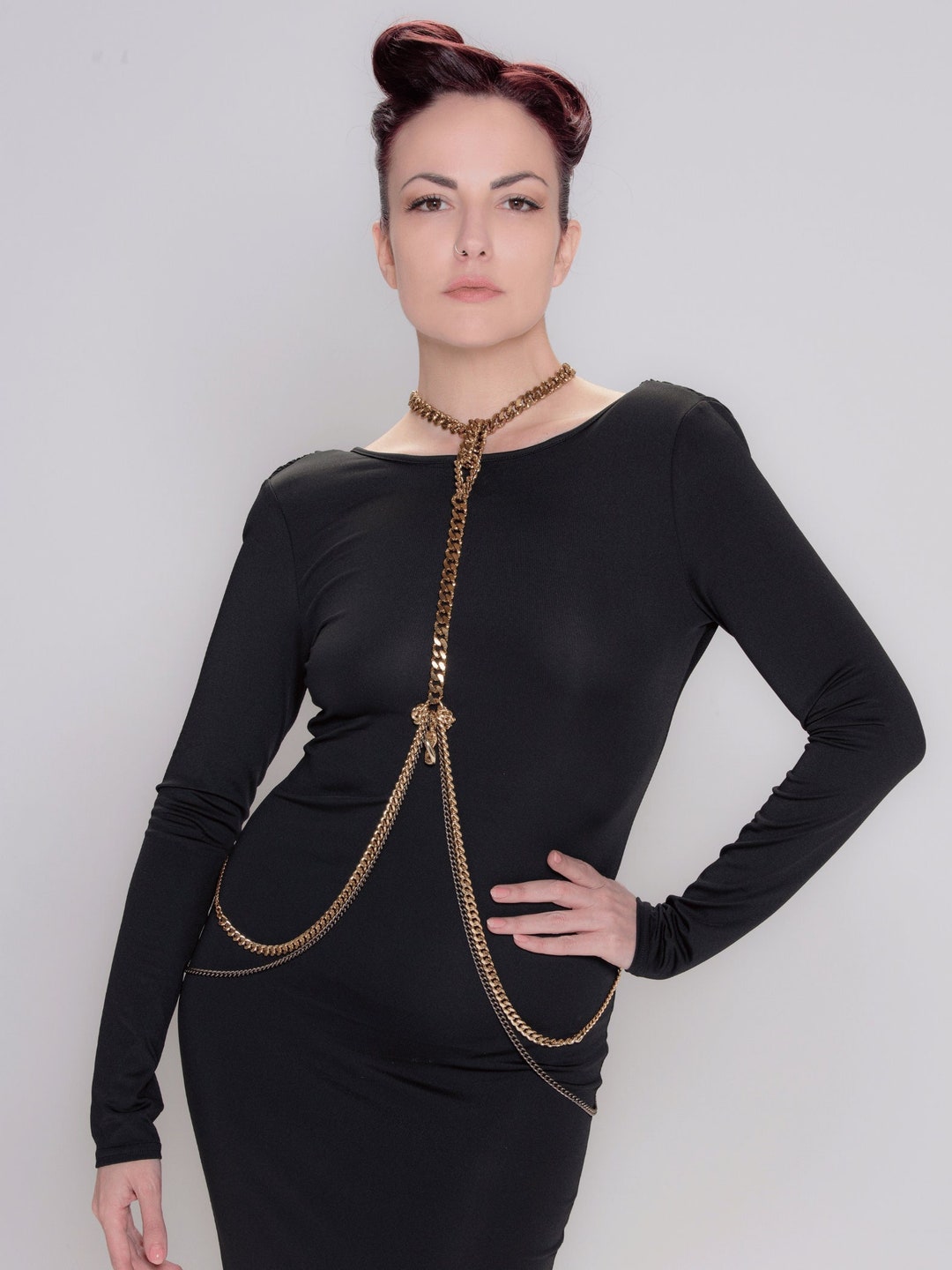 Layered Gold Body Chain: Bohemian Bronze Chain Top - Etsy