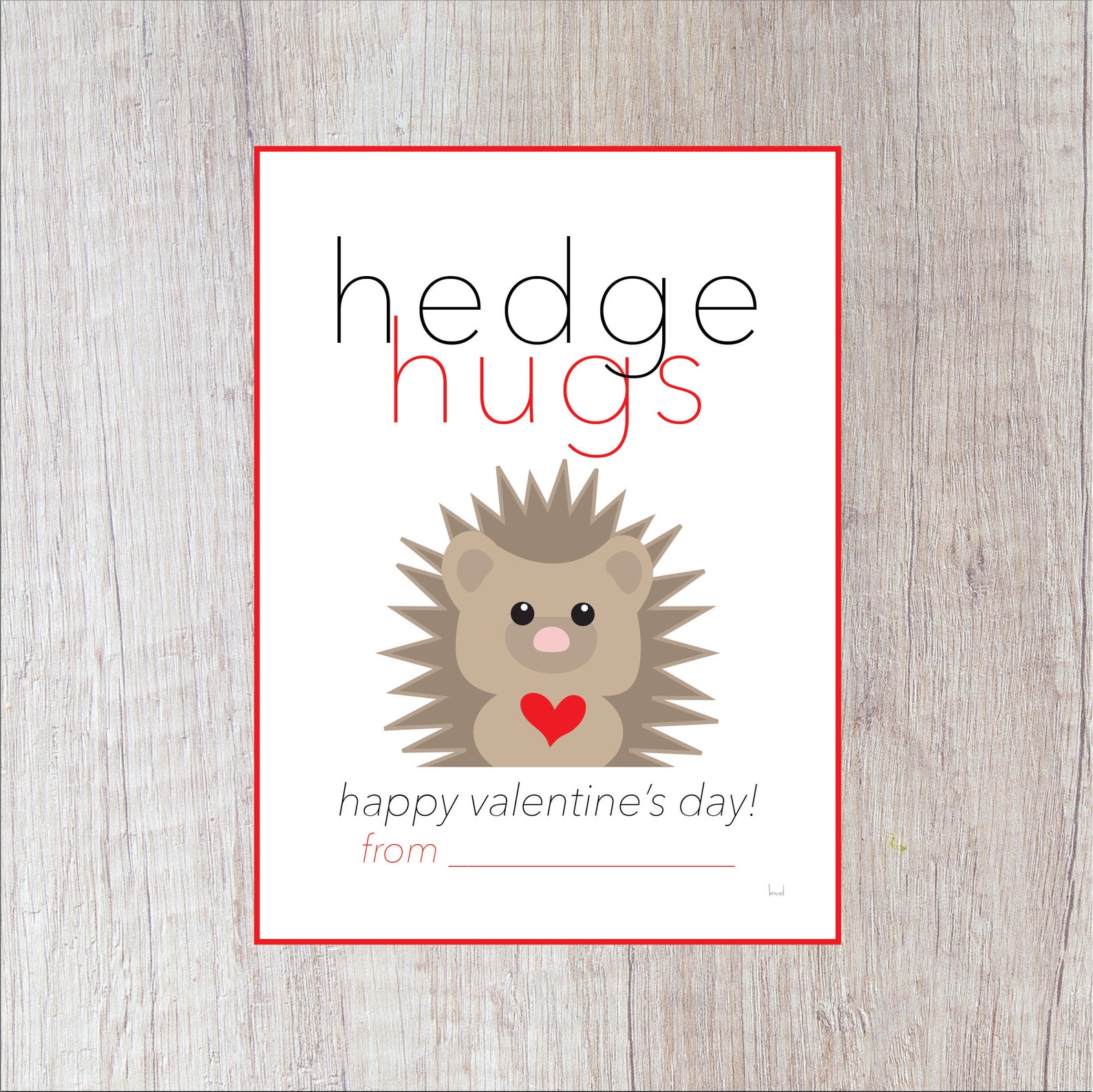 PRINTABLE Hedgehog hedgehugs Valentine's Day - Etsy