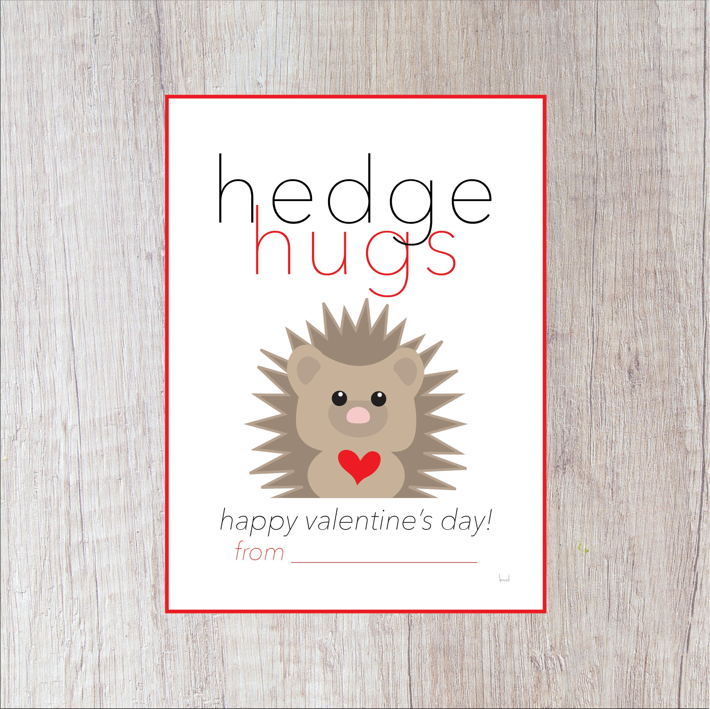 PRINTABLE Hedgehog hedgehugs Valentine's Day - Etsy