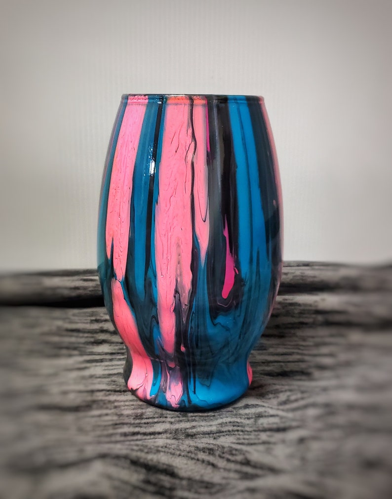 Fluid Art Vase Handmade Vases Home Décor Blue and Pink - Etsy
