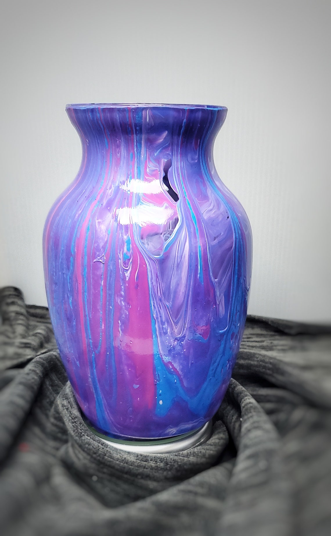 Fluid Art Vase Handmade Vases Home Décor Blue and Pink - Etsy