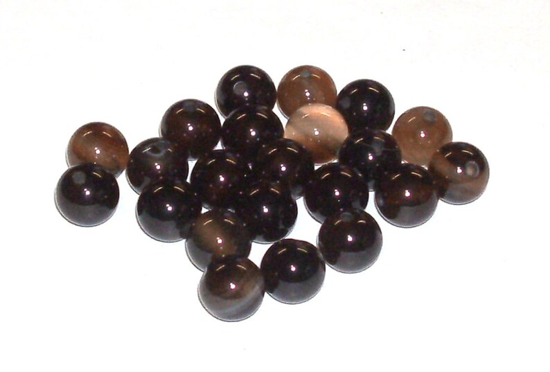 Smooth Round Agate Stone Beads in Black and Brown 10 MM 22 - Etsy