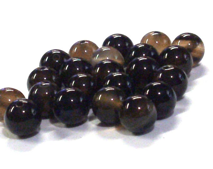 Smooth Round Agate Stone Beads in Black and Brown 10 MM (22), Stone ...
