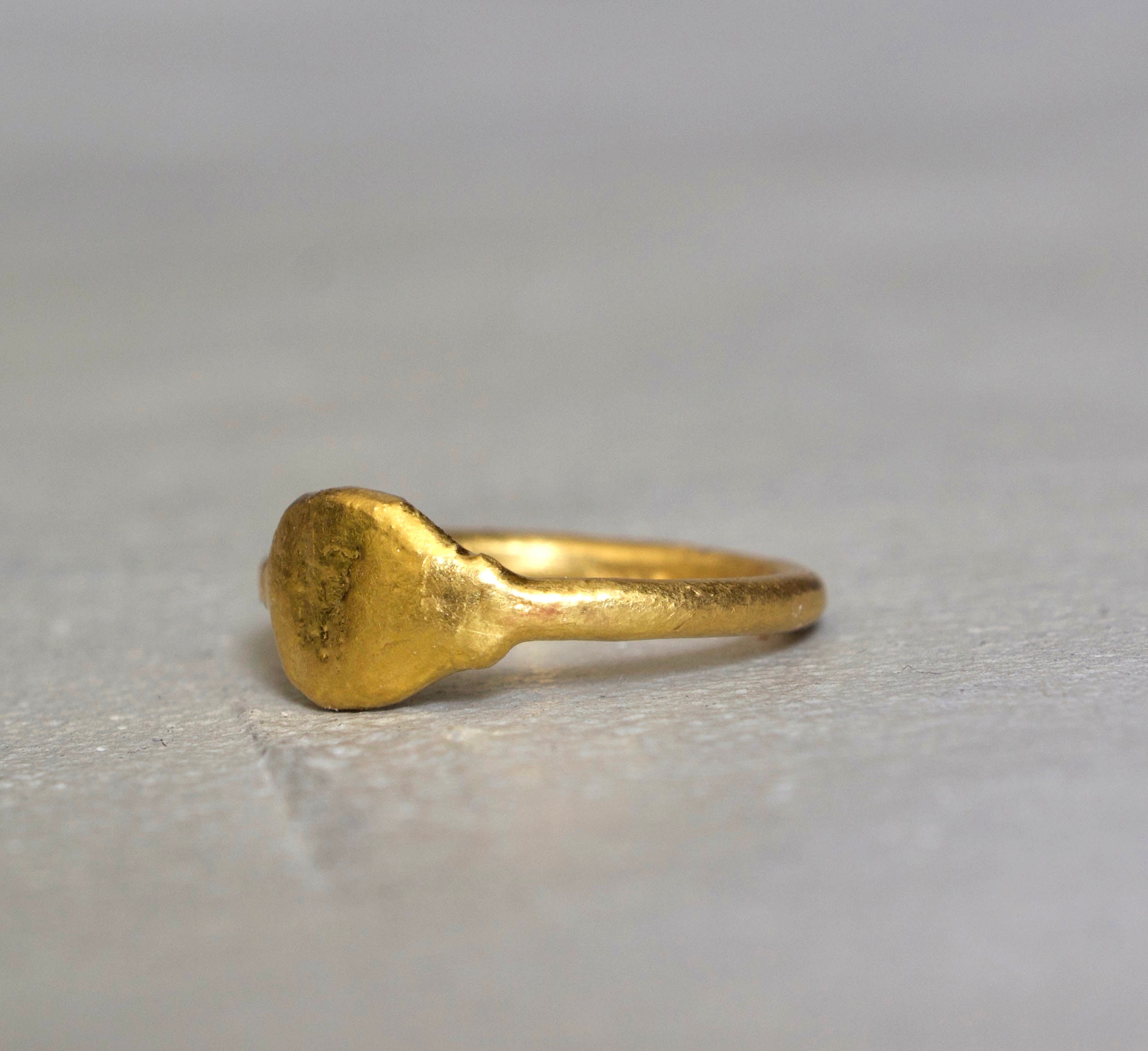 24K Gold Amorphous Ring Hand Forged Solid Gold Band Ancient Pure Gold ...