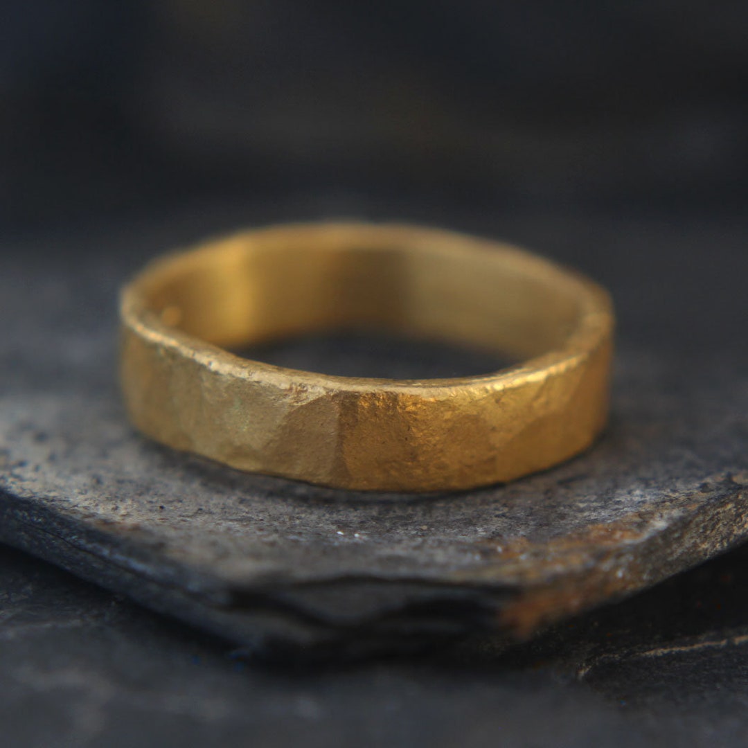 Hammered 24K Gold Ring Hand Forged Pure Gold Band 5 X 1.8 - Etsy