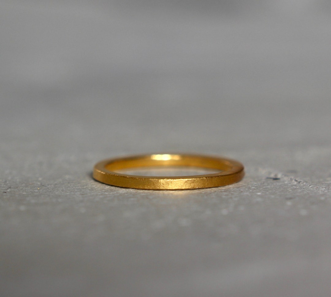 1.5 X 1.5 MM Square Profile Gold Ring Hand Forged Pure Gold - Etsy