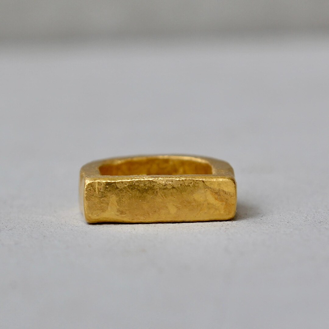 24K Gold Big Signet Ring Hand Forged High Karat 999 Gold Band Made to ...