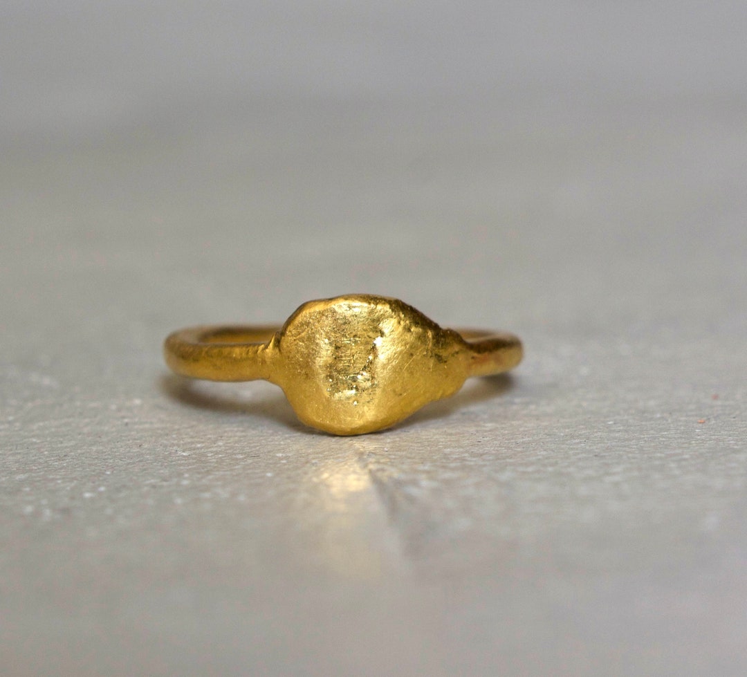 24K Gold Amorphous Ring Hand Forged Solid Gold Band Ancient Pure Gold ...