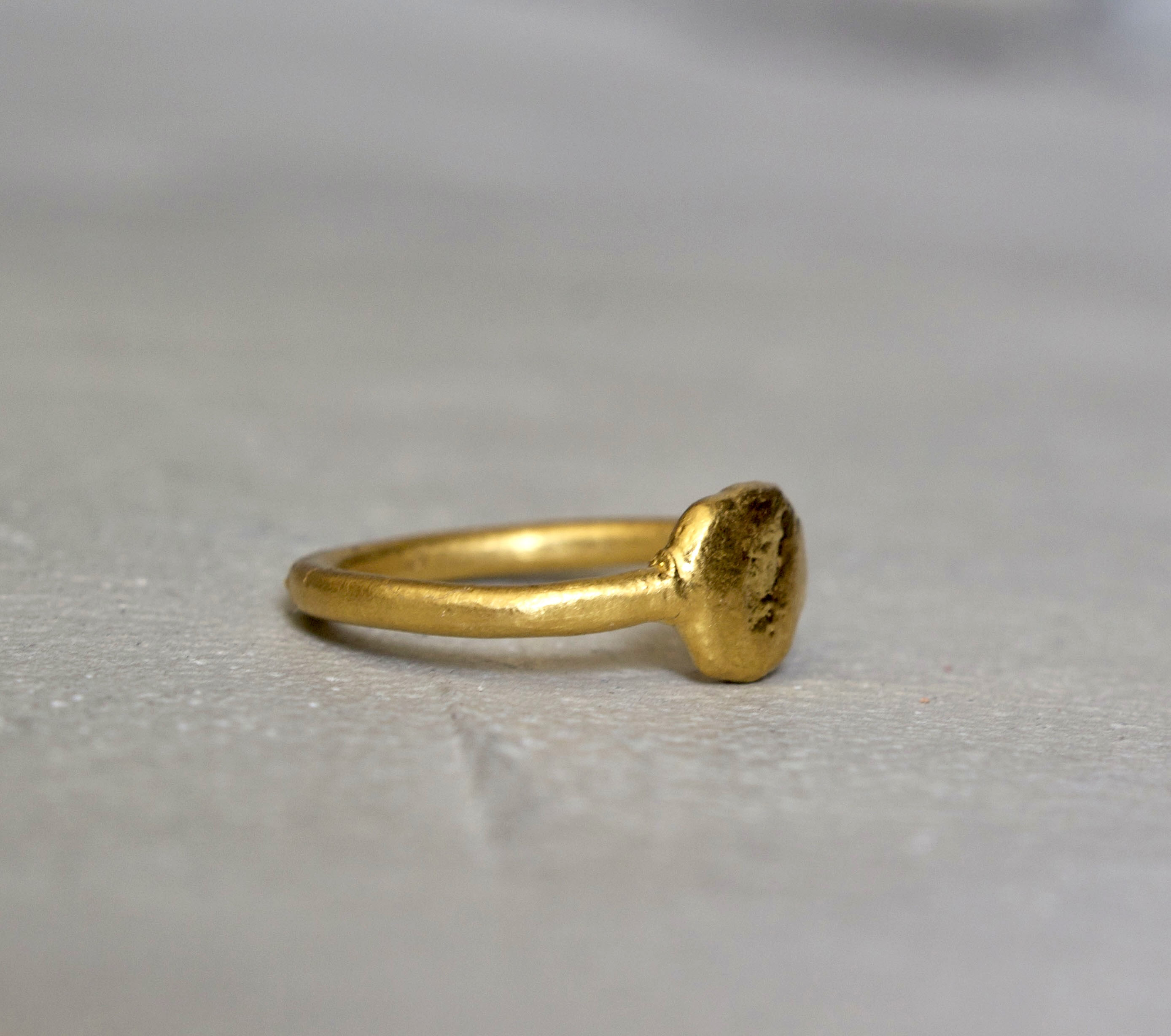 24K Gold Amorphous Ring Hand Forged Solid Gold Band Ancient Pure Gold ...
