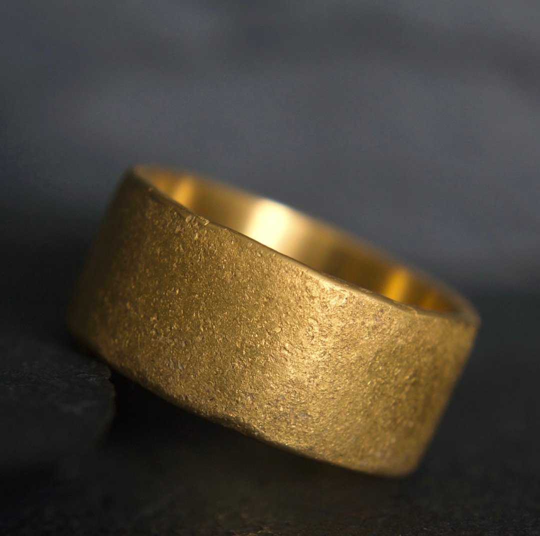 Etched 24K Gold Ring Hand Crafted Solid Gold Band Organic - Etsy