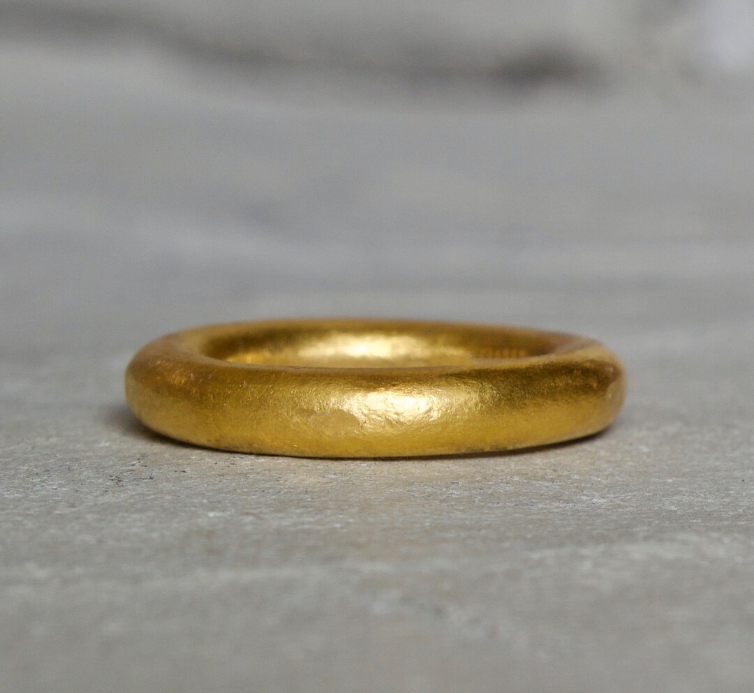 24k Gold Round Profile Ring Hand Forged Solid Gold Donut Ring 4.47 MM ...