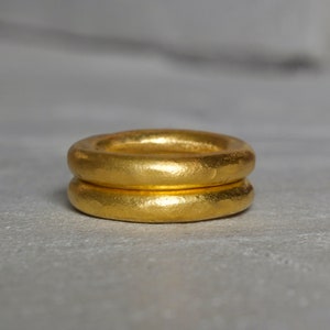 24k Gold Round Profile Ring Hand Forged Solid Gold Donut Ring 4.47 MM ...
