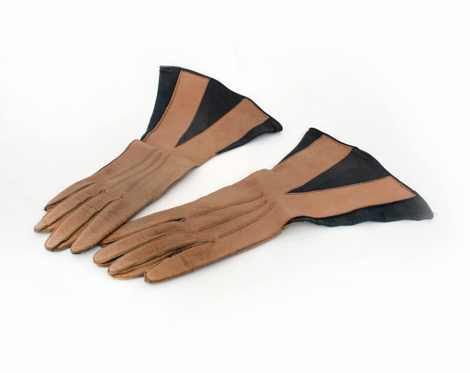 Ladies Vintage Brown Two Tone Flared Gloves - Etsy