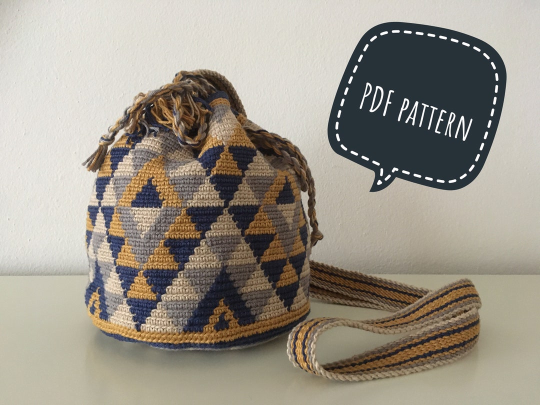 Wayuu Mochila Bag With Tapestry Technique, Geometric Motives, Crochet ...