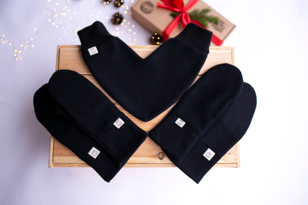 Black Mittens Gift Set for Couple, Anniversary Gift for Parents, Winter ...
