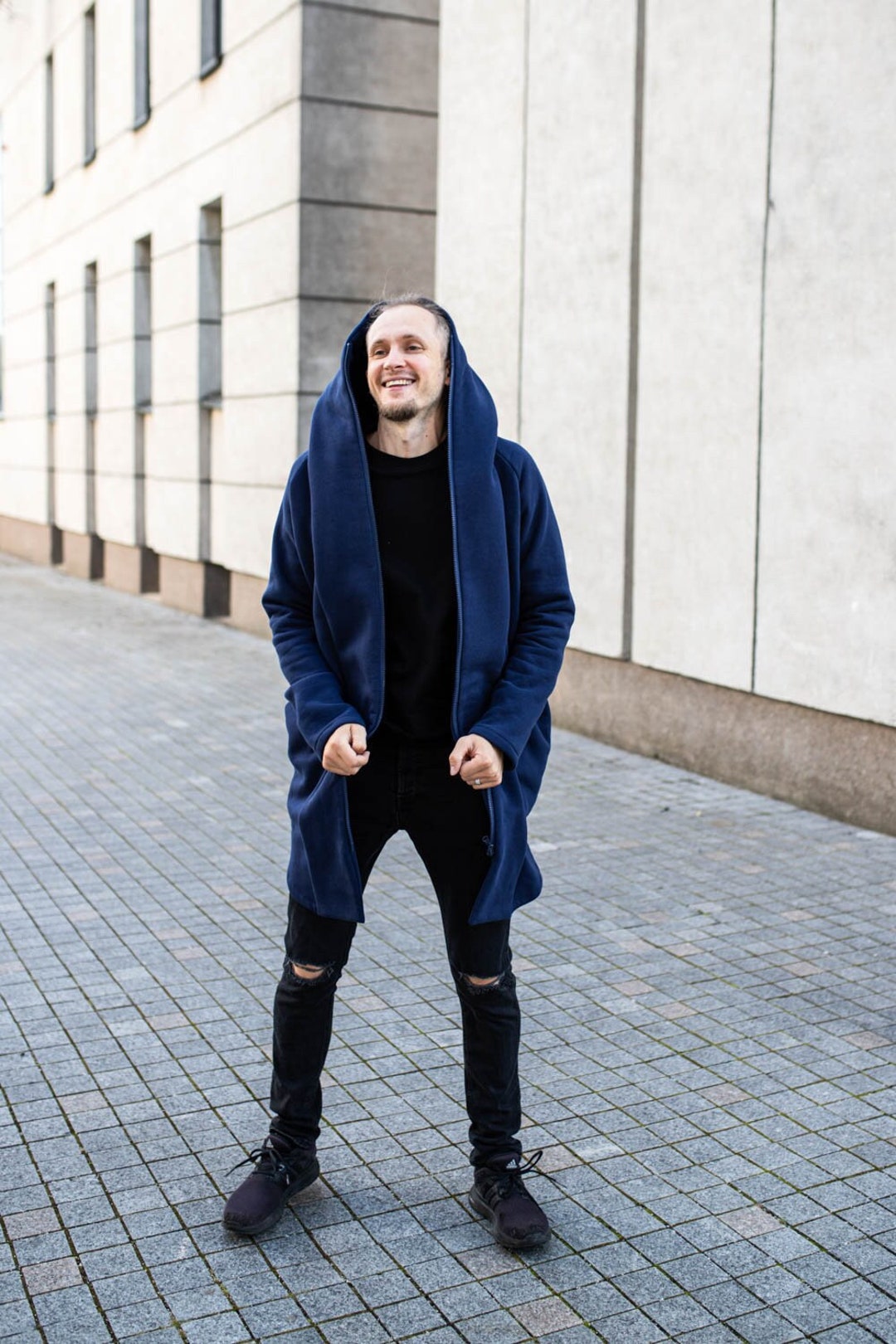 Extravagant Hoodie for Men, Street Style Asymmetric Jacket for Spring ...