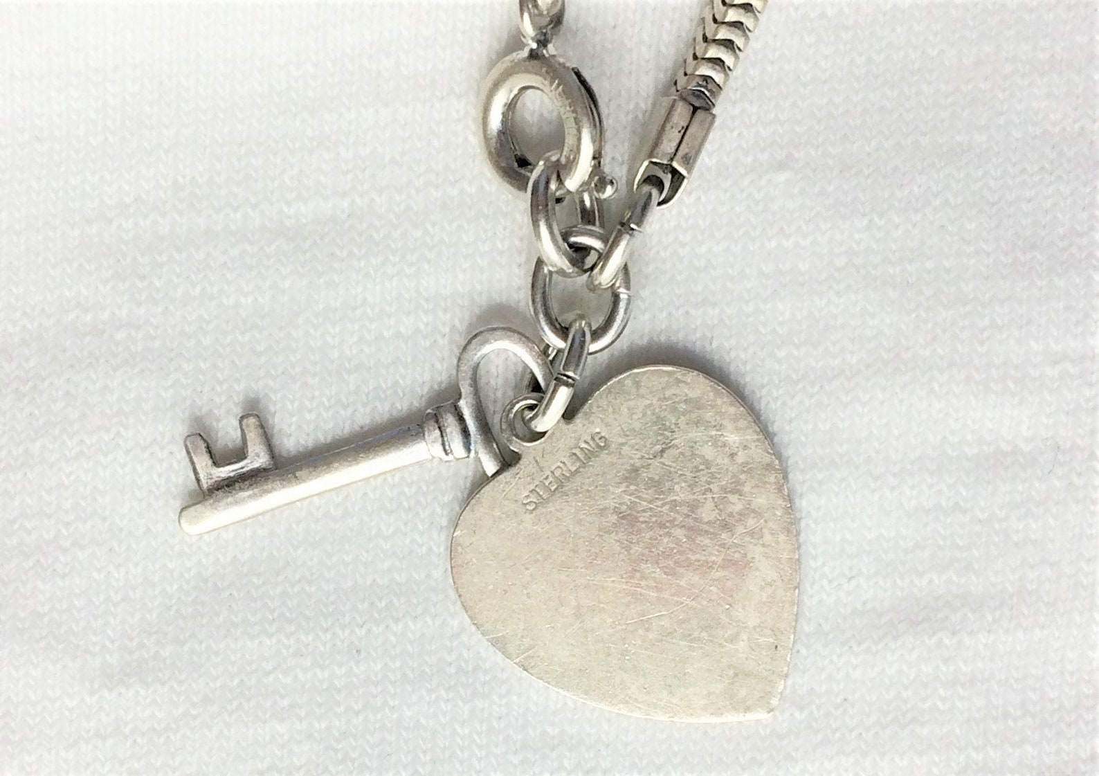 Vintage Old Pawn Heart Key Sterling Silver Charm Bracelet | Etsy