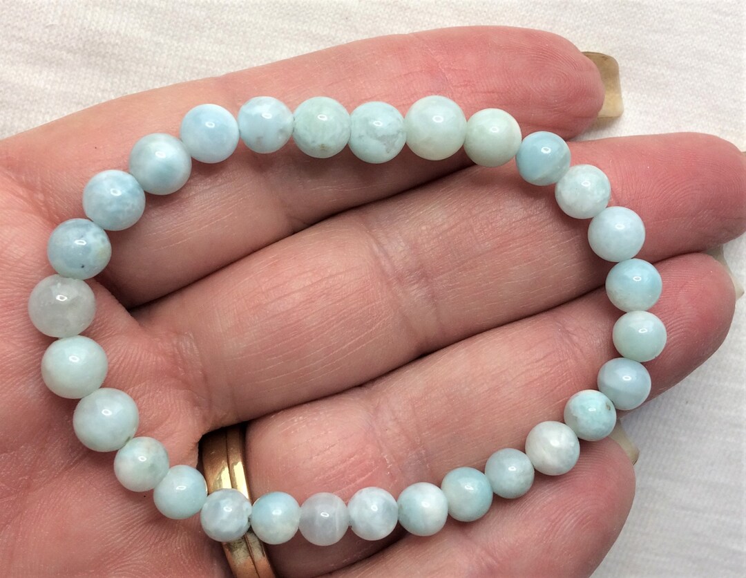 7" Genuine Larimar Beads Half Strand 5mm to 6mm Round Orb Ball Shape ...