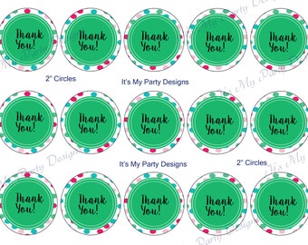 Digital Download: 2 Circle Thank You/favor Tags 15 Digital Aqua Thank ...