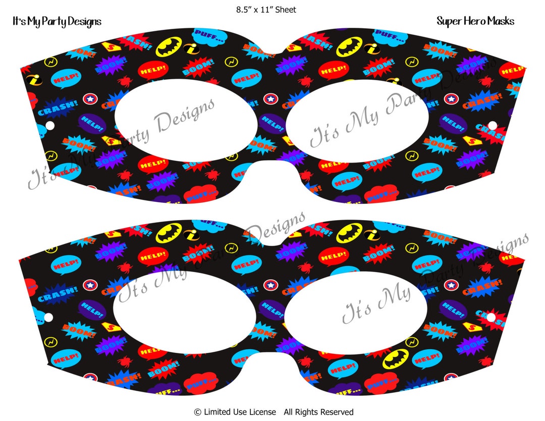 Digital Download: Printable, DIY, Super Hero Mask - Set of 2 - Etsy