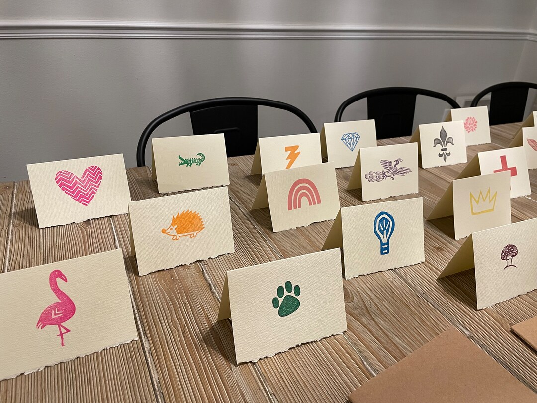 Hand Stamped Note Cards | Set of 10 | Folded Note Cards | Everyday ...