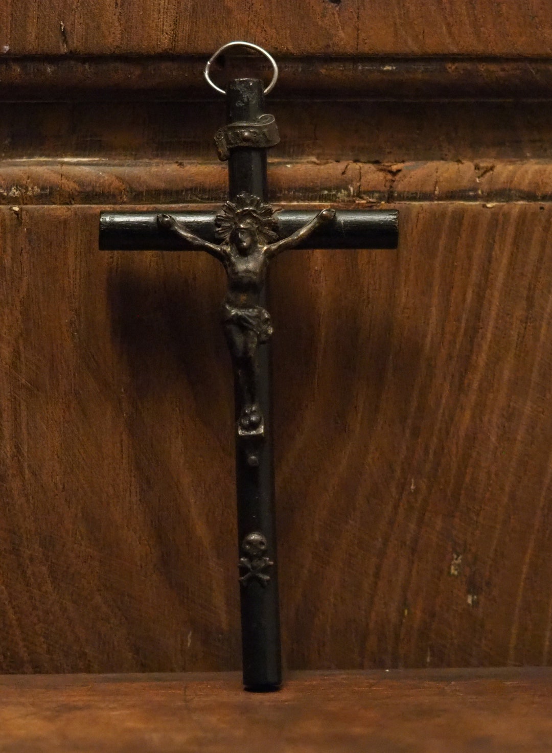 Antique Pectoral Religious Skull & Cross Bones Crucifix Pendant in ...